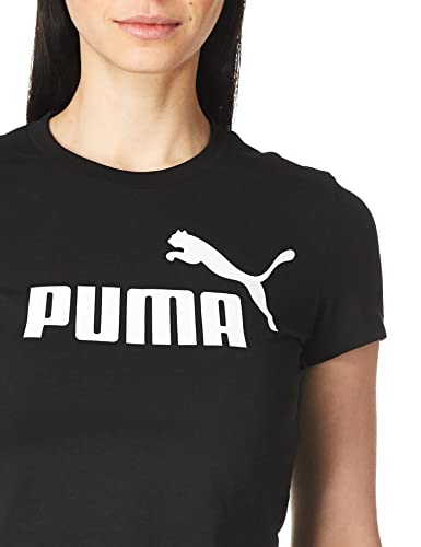 PUMA womens Essentials Slim Logo Tee T Shirt, Puma Black, Medium US