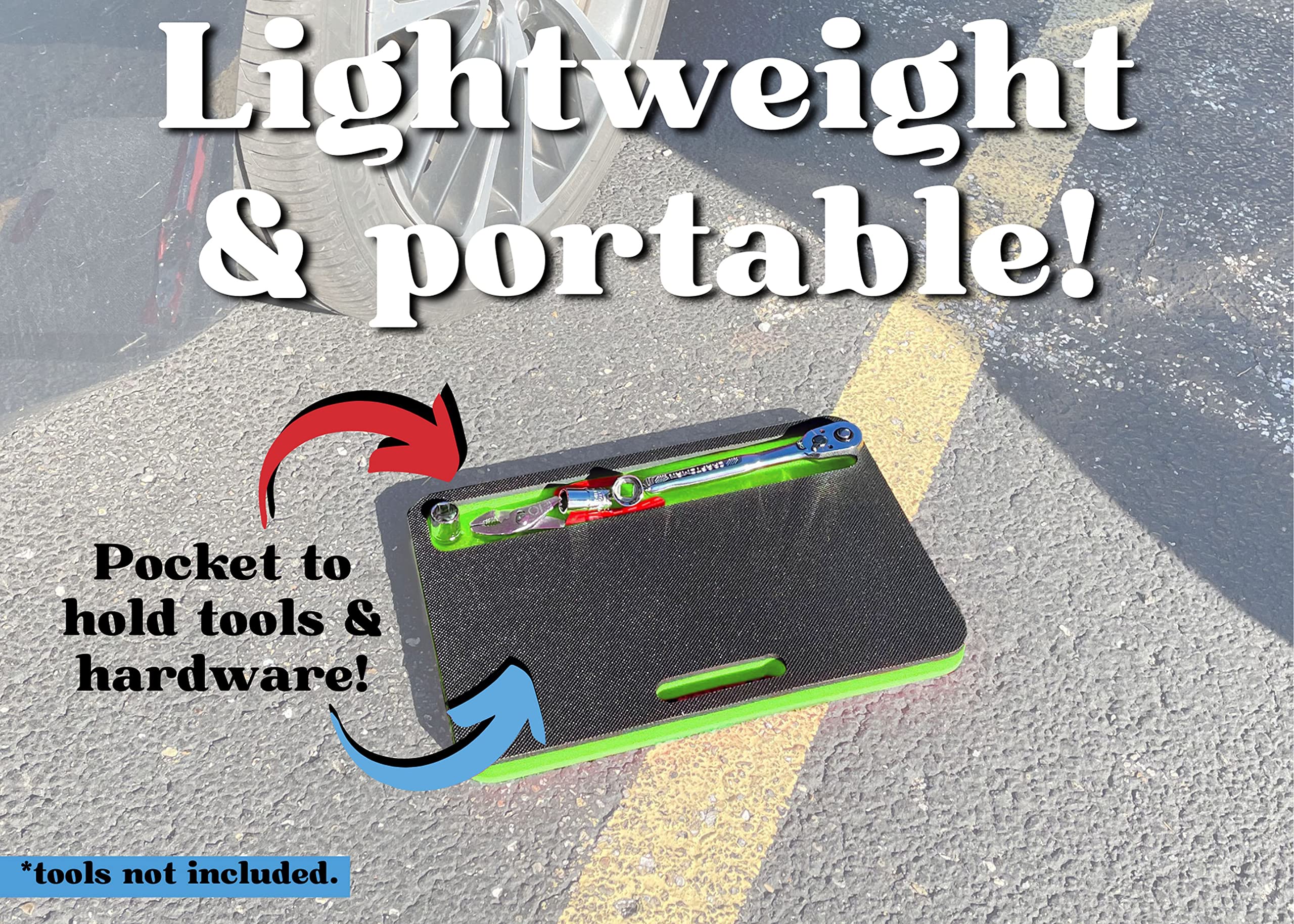 Polar Whale 2 Portable Knee Cushions Green and Black with Tool Pocket for Home Garden Work Automotive Workshop More Durable Thick Comfortable High Density Waterproof Foam 15 x 10 Inches Kneeling Pad