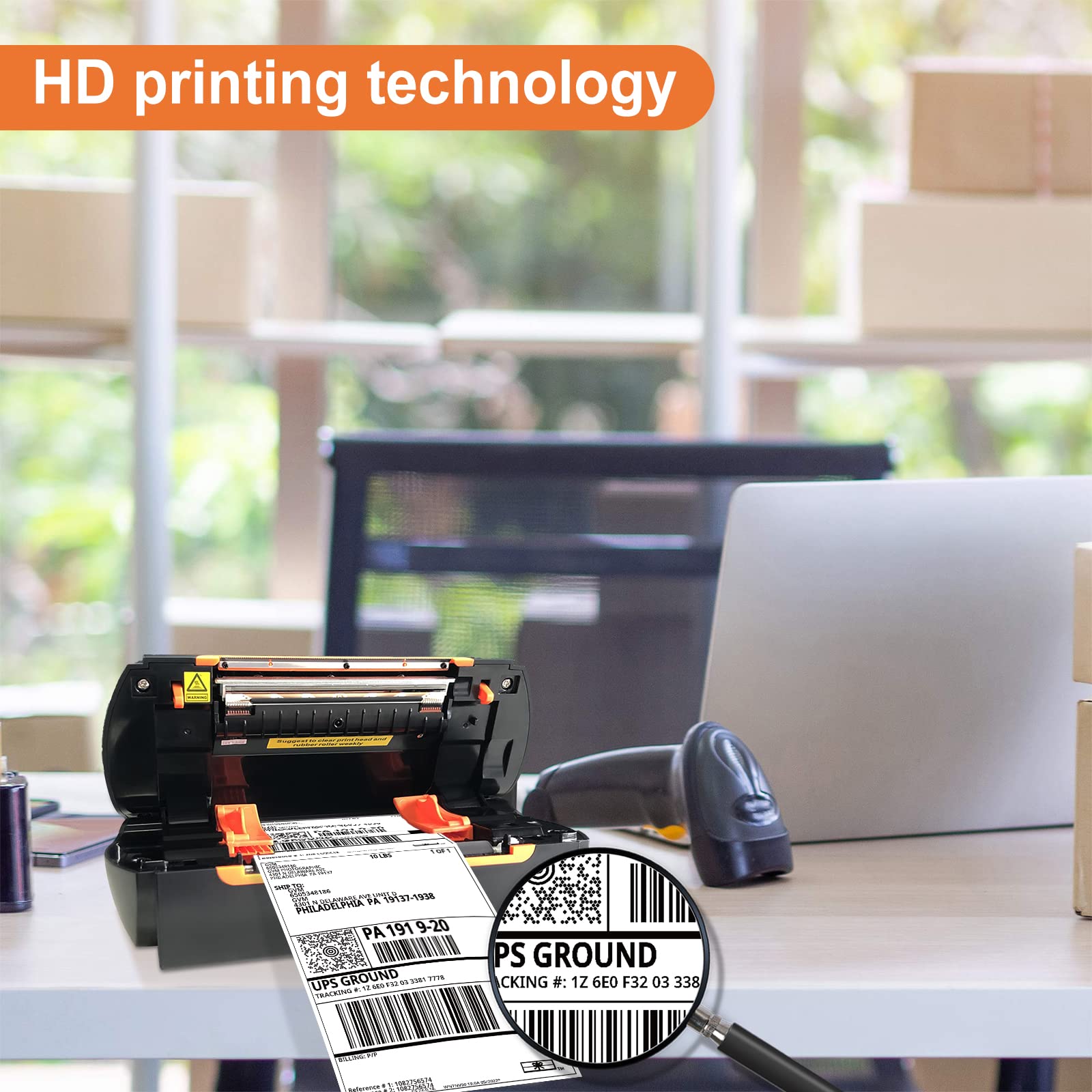 OausTect Label Printer for Thermal Shipping Stickers,Printing for 4x6 Labels, Lightweight Wireless High Speed USB Desktop Barcode Thermal Label Printer, Compatible Windows, MAC