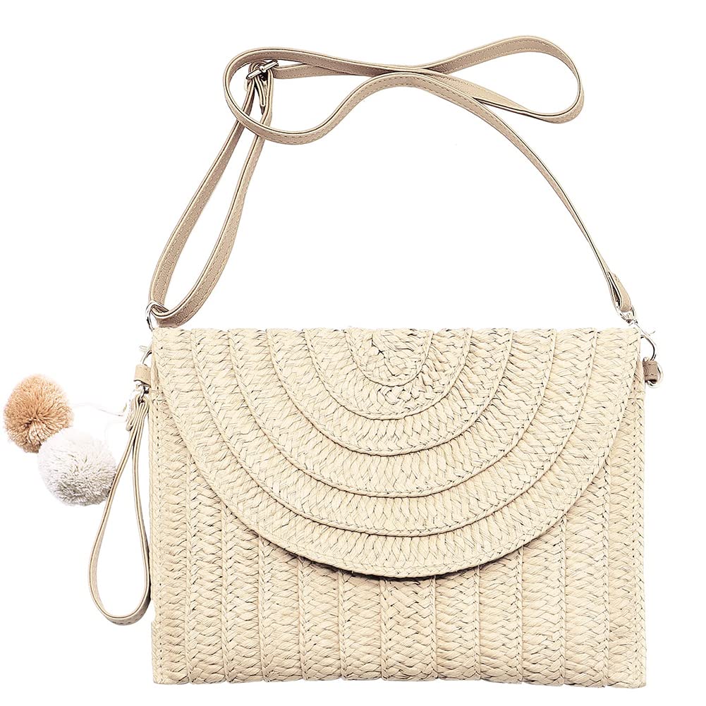Straw Beach Bags for Women,Straw Clutch Purse Envelope Handbag,Summer Beach Straw Handmade Bag for Vacation