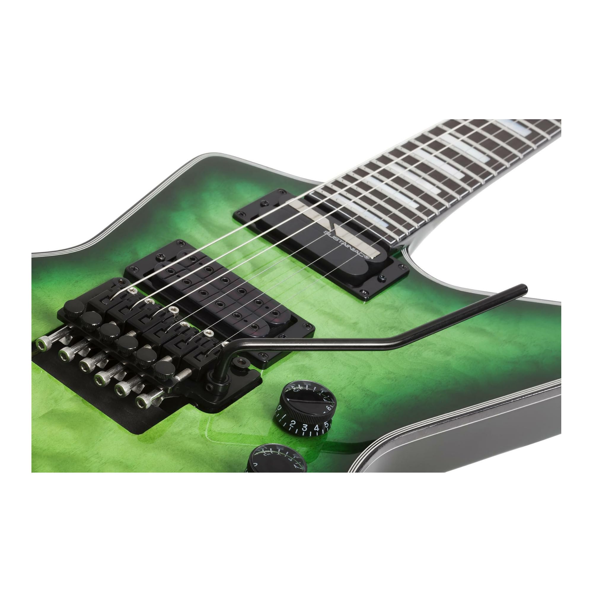 Schecter E-1 FR S Special Edition 6-String Electric Guitar (Right-Handed, Green Burst) Bundle with Clip-On Tuner and 10-Foot Guitar Cable (3 Items)