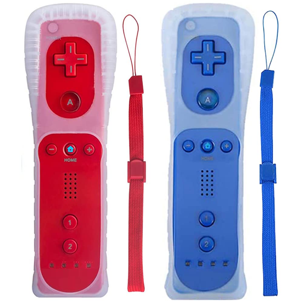 Tevodo Wii Remote Controller, 2 Packs Upgrade Wii Wireless Controller Compatible with Wii Wii U (Red and Deep Blue)