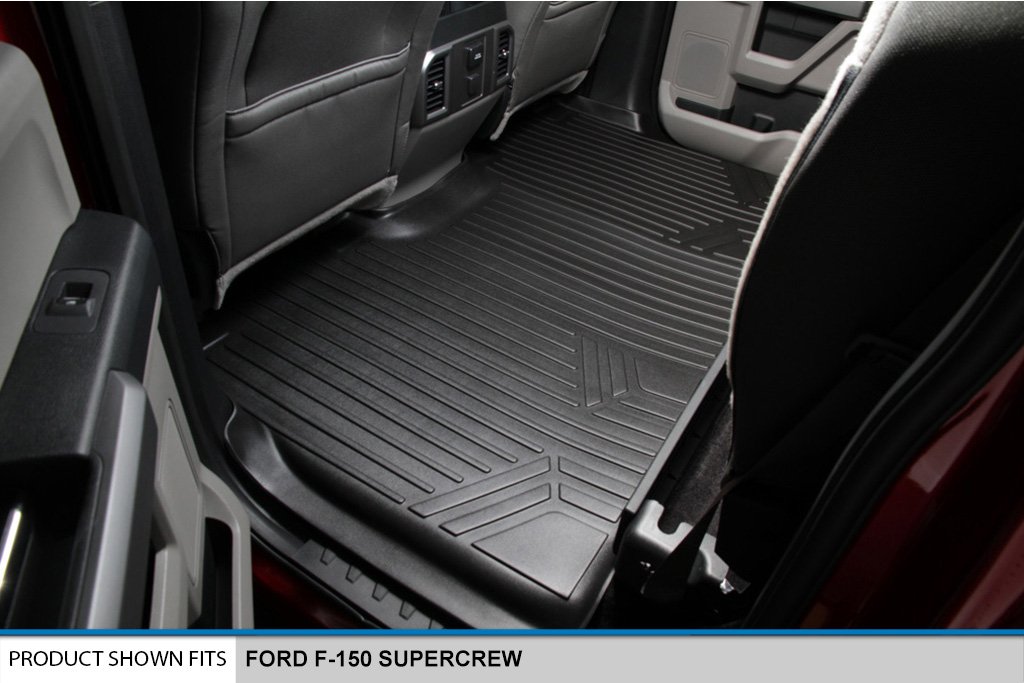 MAXLINER Custom Fit Floor Mats 2 Row Liner Set Black Compatible with 2015-2022 Ford F-150 SuperCrew Cab with 1st Row Bucket Seats