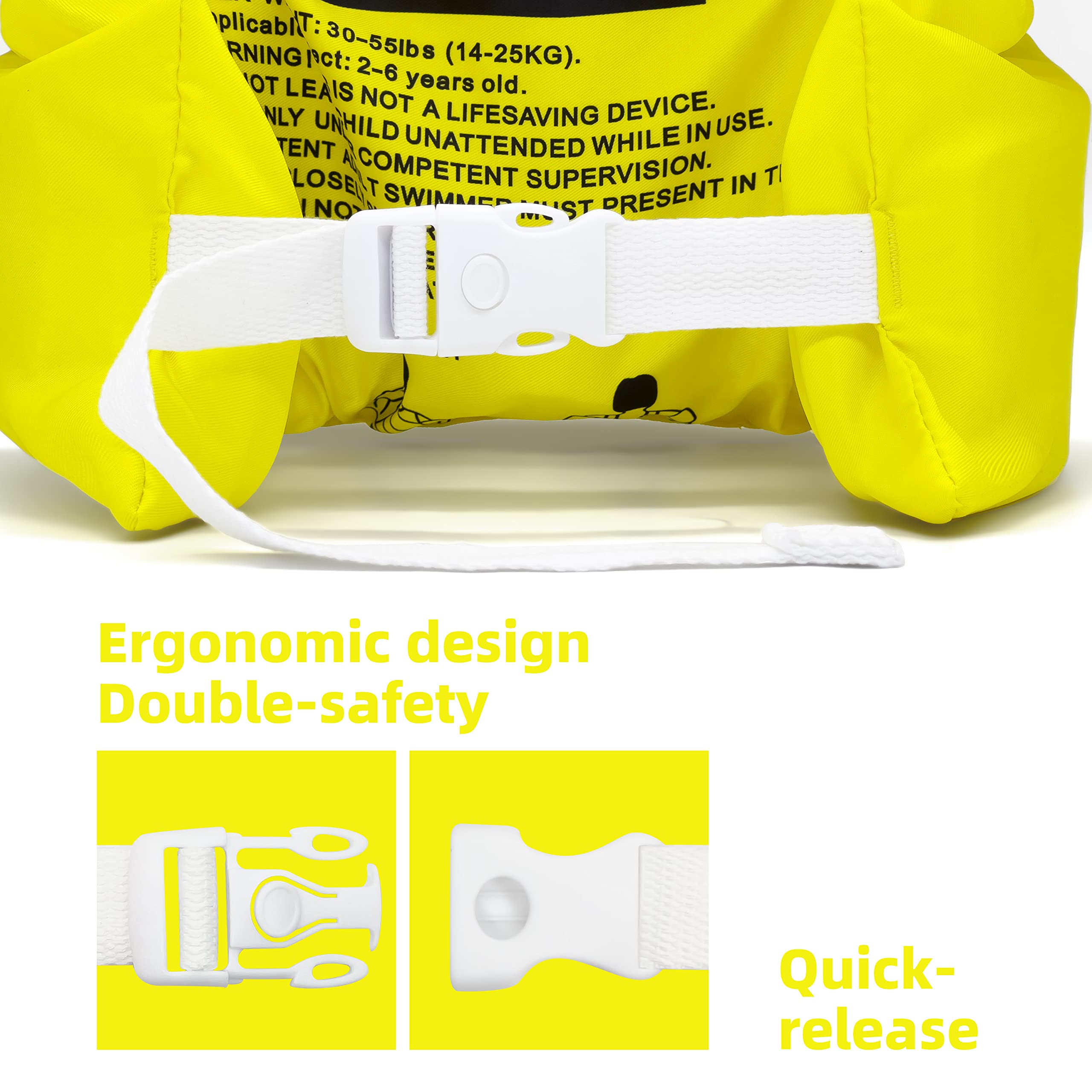 Silfrae Swim Vests Swim Floatation Vest Flotation Device Kids Floaties for Kids Weighing from 30 to 50 lbs (Yellow Toucan)