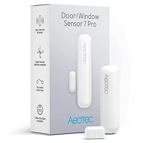 Zwave Door Sensor Window Sensor, Z-Wave Plus Enabled Aeotec 3-1 Door Window Sensor 7 Pro, Zwave Hub Required, Gen 7, White (Door/Window Sensor 7 Pro)