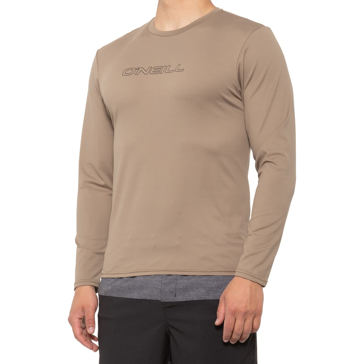 O'Neill Wetsuits Men's O'Neill Basic Skins UPF 50+ Long Sleeve Sun Shirt (Large, Khaki (Back Logo), l)