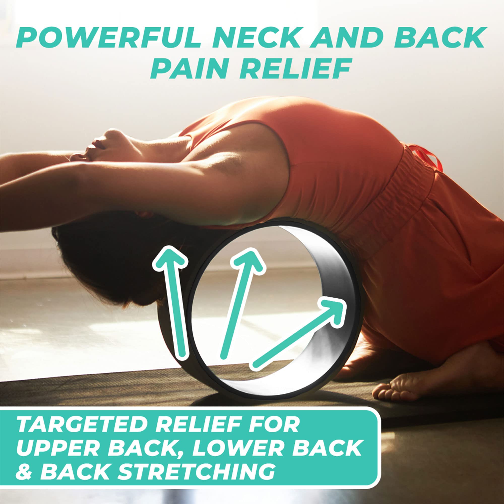 Yoga Back Roller - Yoga Wheel for Stretching and Back Pain Relief - Back Stretcher - Foam Roller - Best Balance Accessory for Stretching - Thick Padding for Comfort - Improve Flexibility