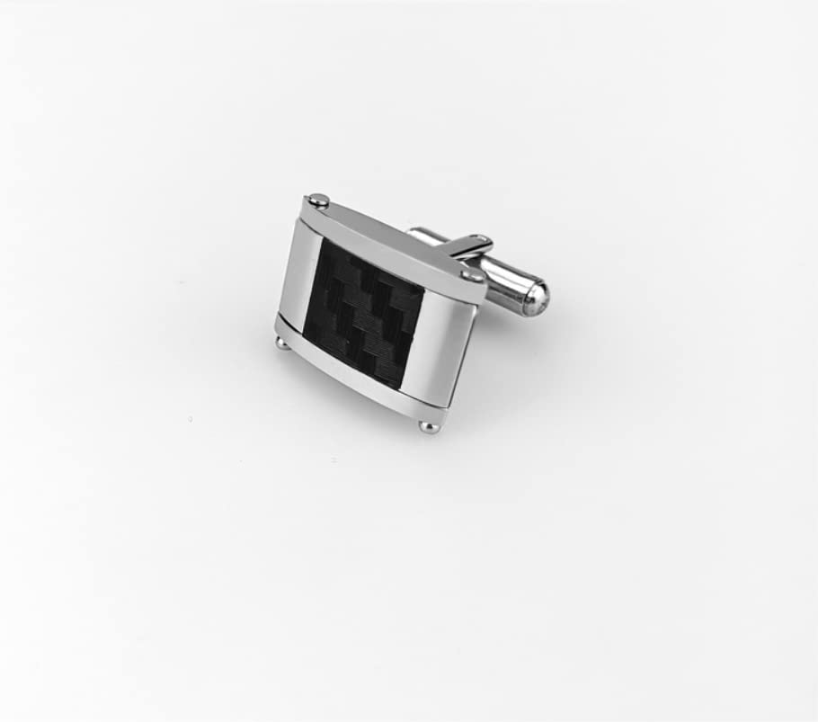 Stainless Steel Cufflinks Men's Shirt Sleeve Studs Carbon Fiber Single