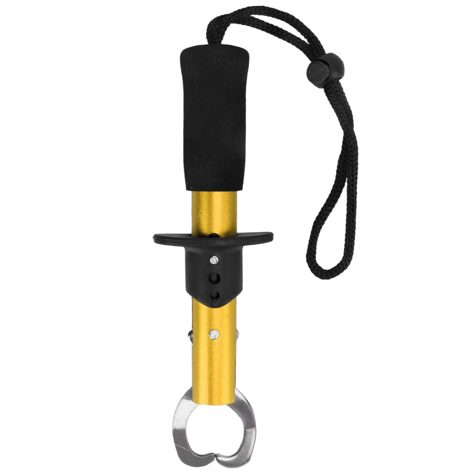 Stainless Steel Fishing Gripper Two Sided Trigger Tool,Fish Lip Grabber with Wrist Strap Fishing Gear Accessories (Gold)