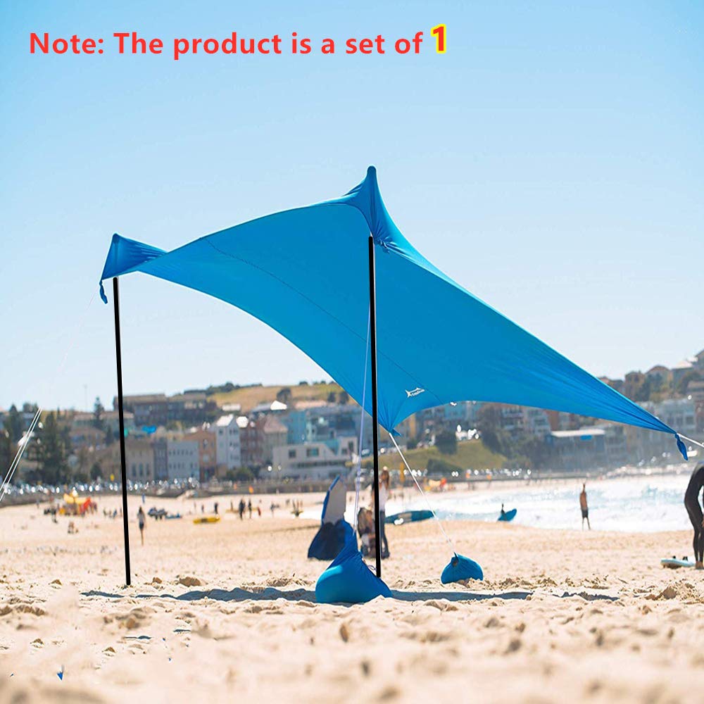 MMoon-L&F Adjustable Tent Tarp Canopy Pole Set of 1 for Camping Shelters and Awnings 6 Sections 7.6 feet Height Black Surface Durable Steel Rod