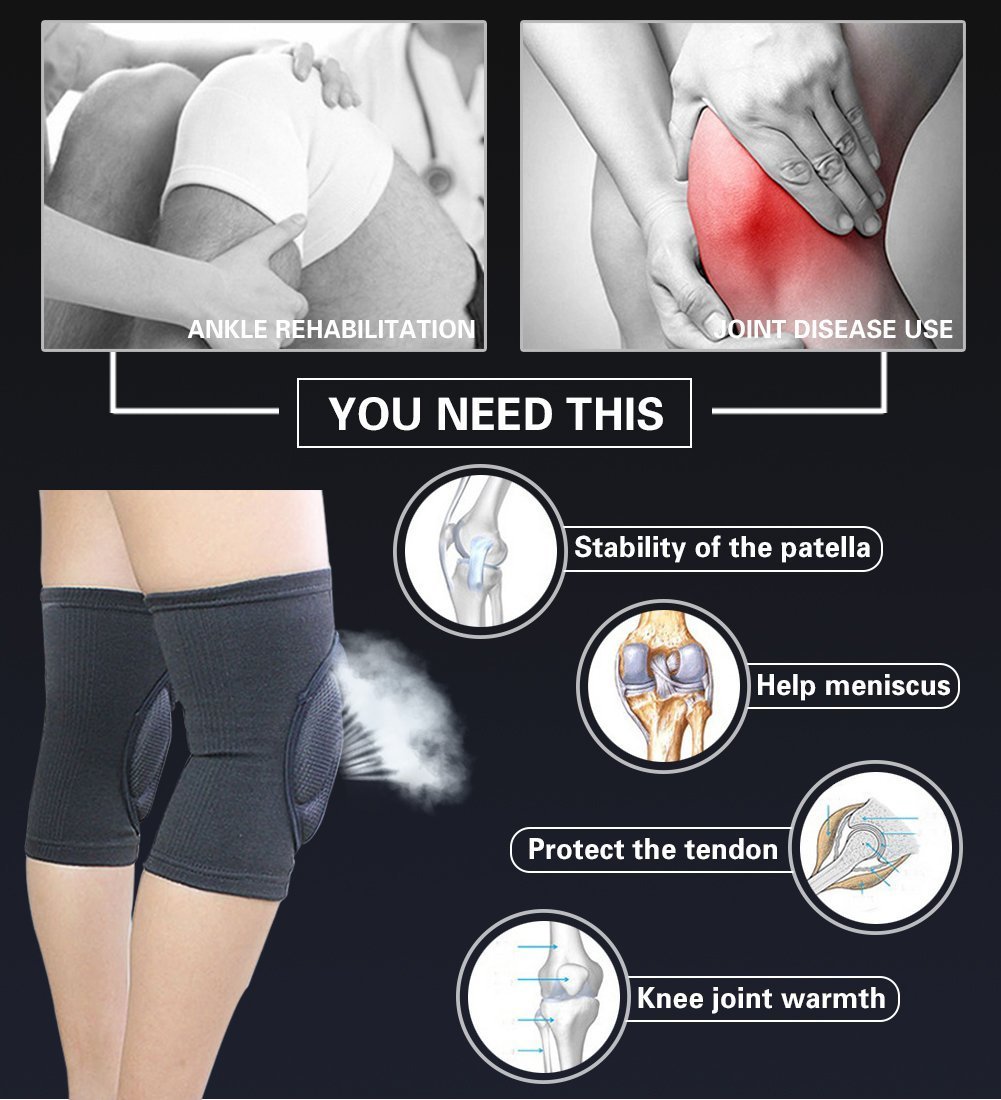 MAIBU Protective Volleyball Knee Pads Thick Sponge Anti-Collision Kneepads Protector Non-Slip Wrestling Dance Knee Pads Support Sleeve for Outdoor Sport(1 Pair,Black)