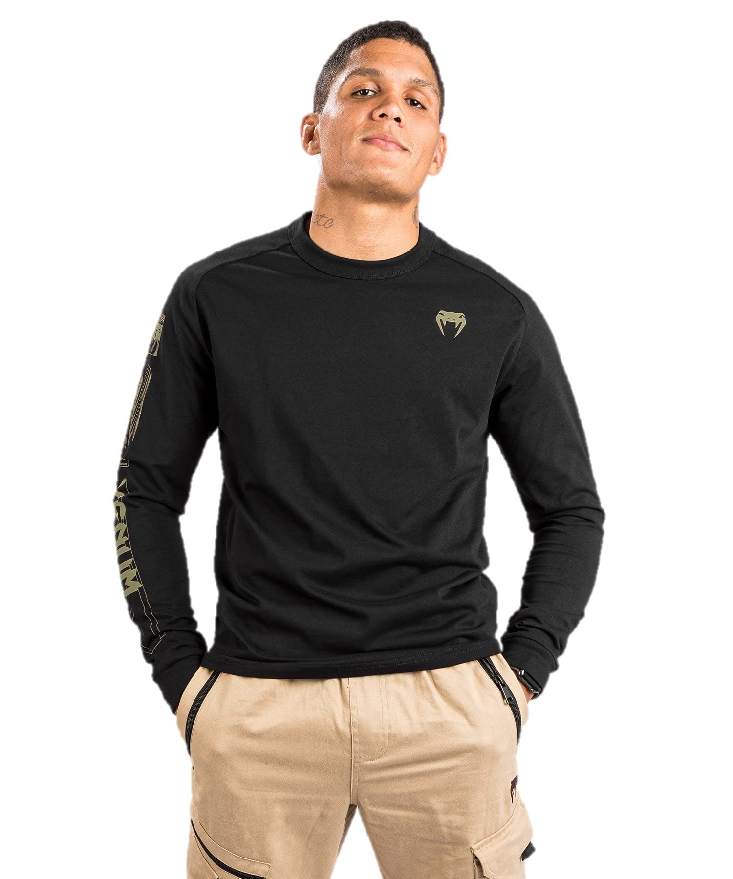 Venum Men's Standard Fangs T-Shirt-Long Sleeves, Black, Large