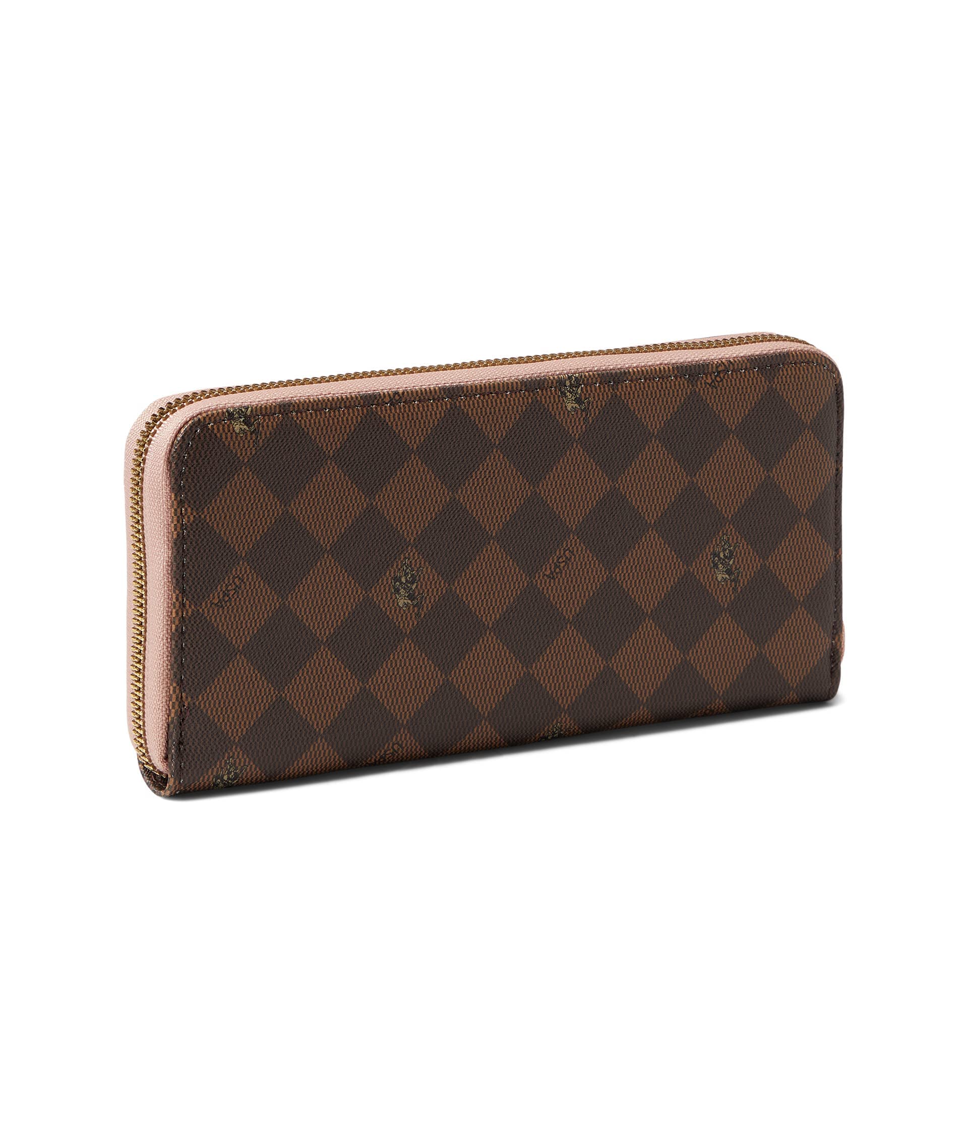U.S. Polo Assn. Diamond Zip Around Wallet Brown One Size