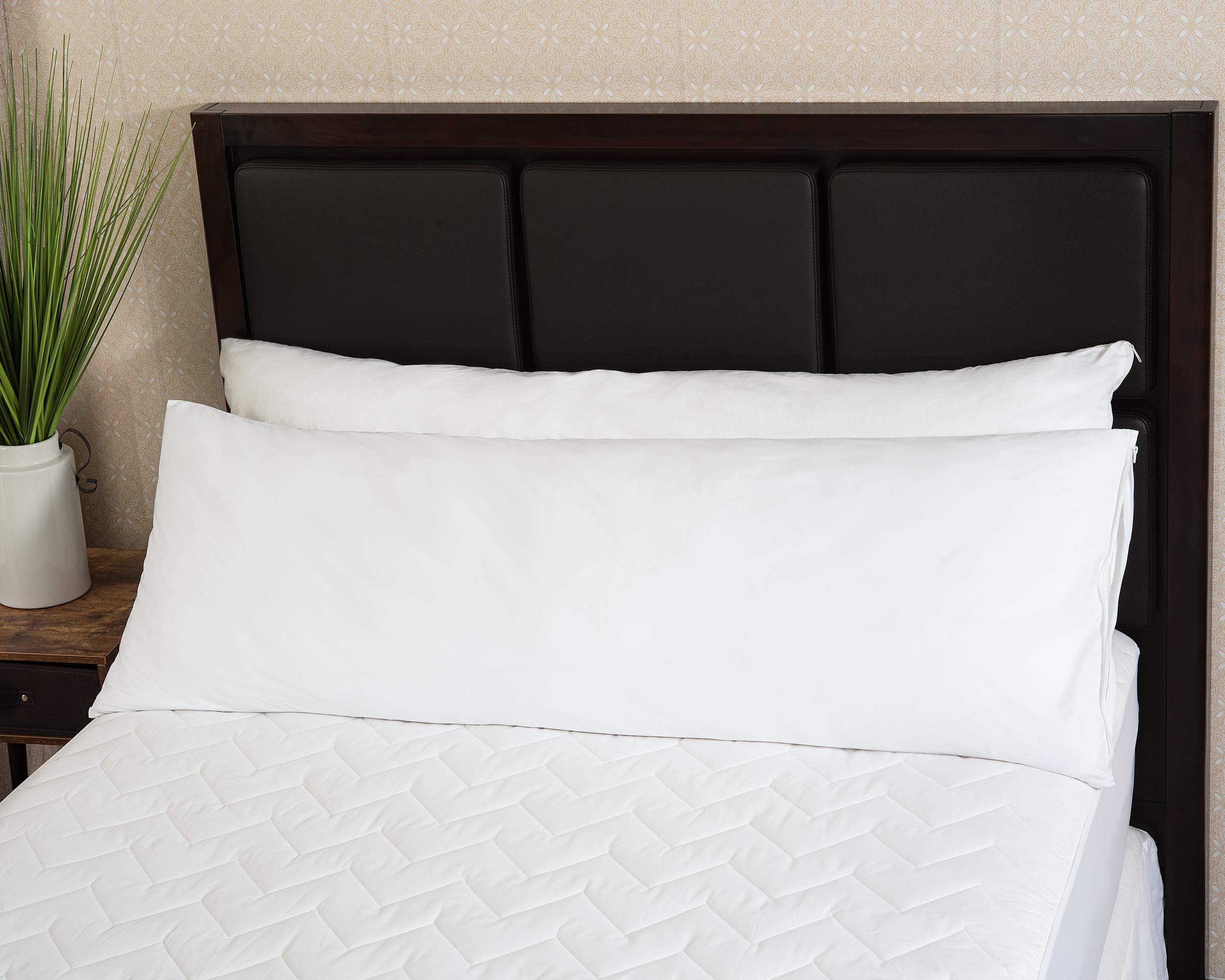 Micropuff Body Size (20 X 55) Pillow Protectors with Zipper - 2 Pack - Soft and Breatheable Hypoallergenic Pillow Cover. Pillowcase Protects Against Stains, Spills, and Perspiration.
