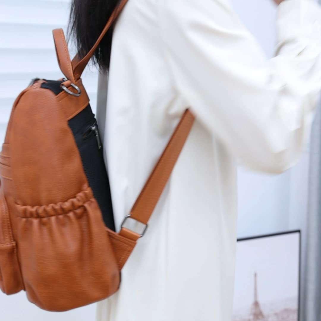 Shaelyka Convertible Backpack Purse for Women, Water-resistant Backpack with Anti-theft Pocket, Brown