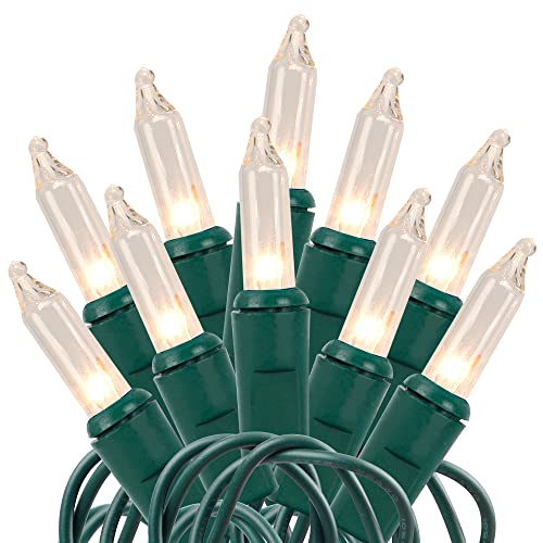 WATERGLIDE Christmas String Lights, 150 Lights 120V UL Certified Incandescent Clear Mini Green Wire Fairy Light, Xmas Tree Lights for Patio Wreath Garland Garden Outdoor Indoor Decoration