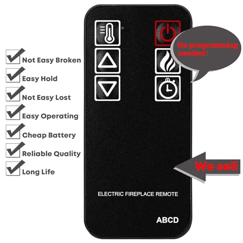 Replacement Remote Control for COSTWAY 10194US-BK-CYPF 3D Electric Firebox Indoor Fireplace Heater