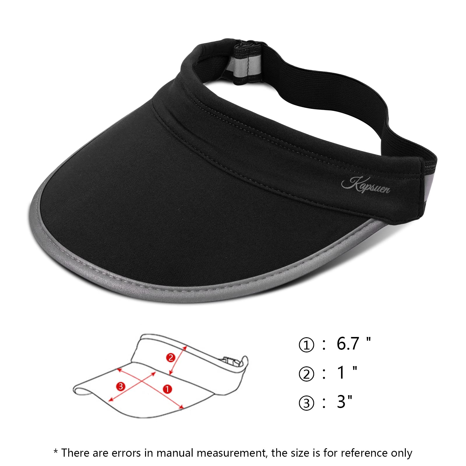 Sport Visor for Men,UV Protection Cap,Lightweight and Adjustable Summer Hats with Reflective Brim in Running,Tennis, etc Black
