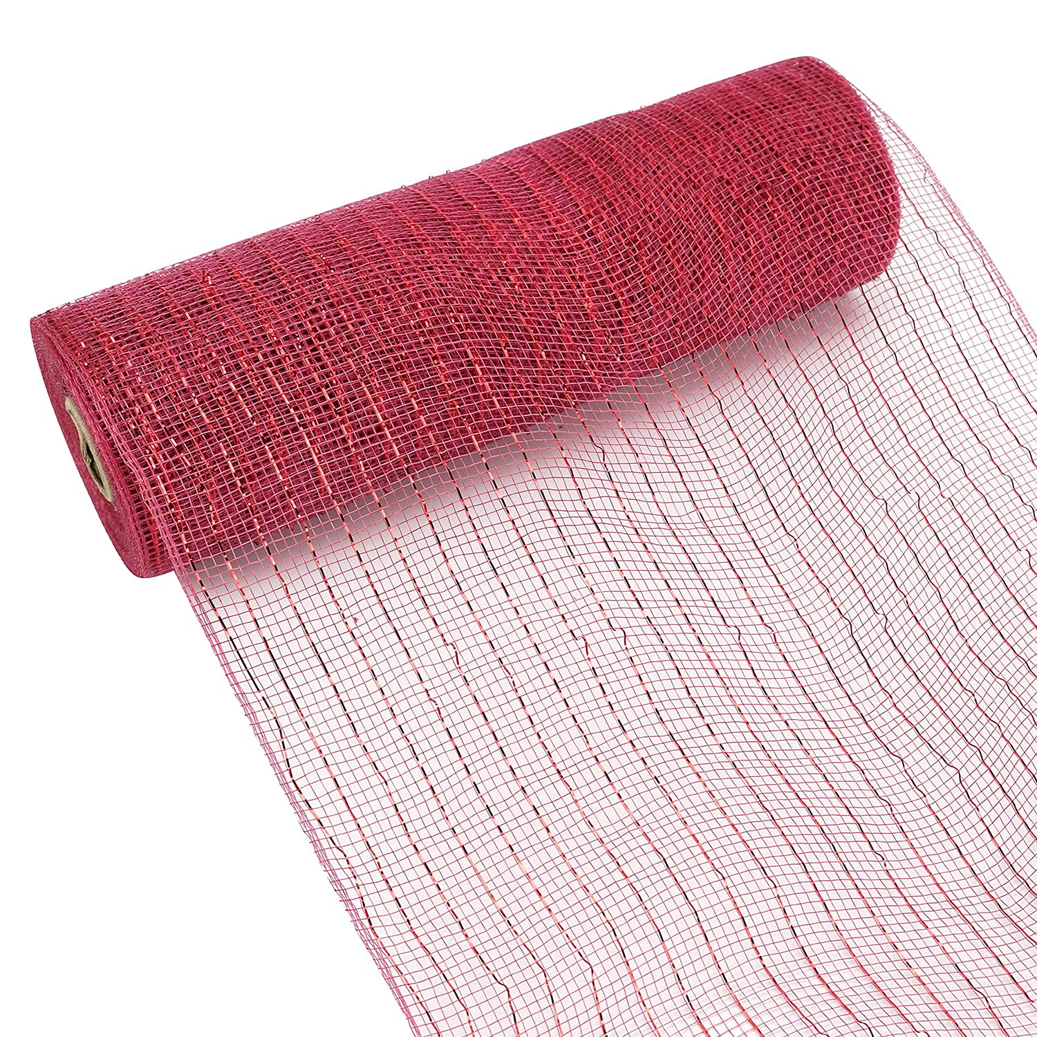 MEEDEE Burgundy Deco Mesh 10 Inch Burgundy Mesh Metallic Mesh Ribbon for Christmas Tree Maroon Deco Mesh Basic Mesh Ribbon for Wreaths Garland Staircase Mailbox Swag Centerpiece Decorating (30 Feet)