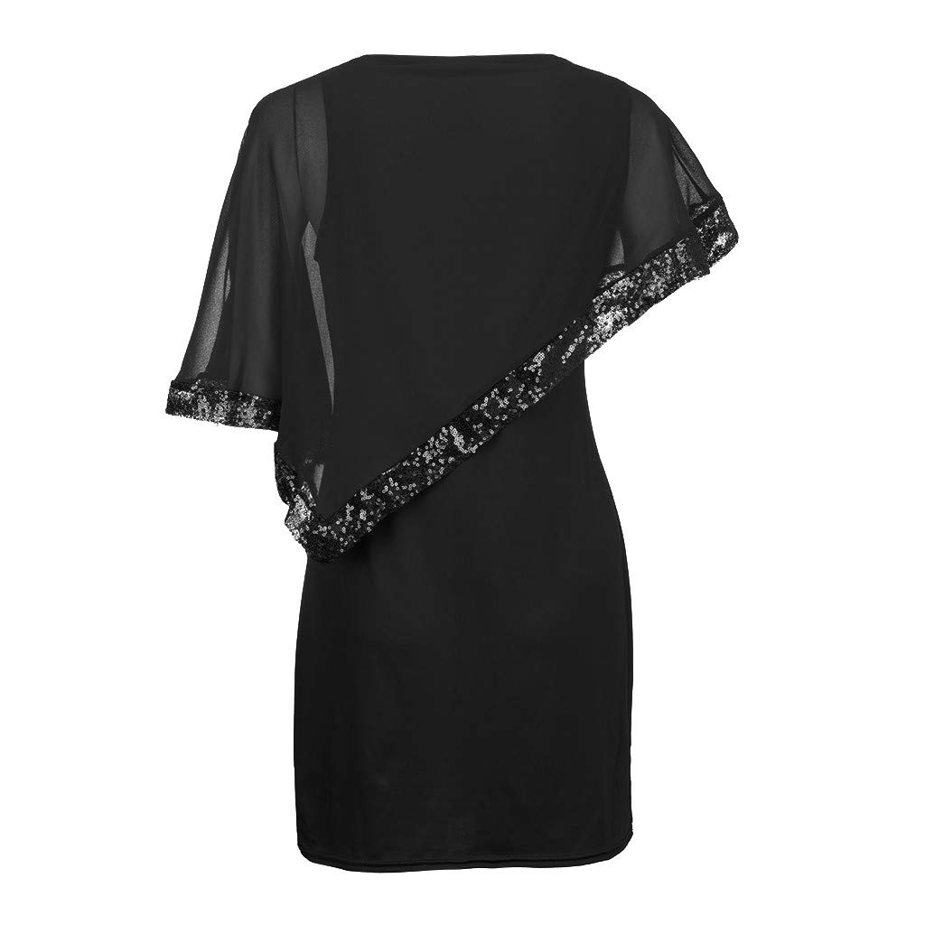 Mikilon Plus Size S-5XL Cold Shoulder Mini Dress for Women Sexy Shawl O Neck Bodycon Purple