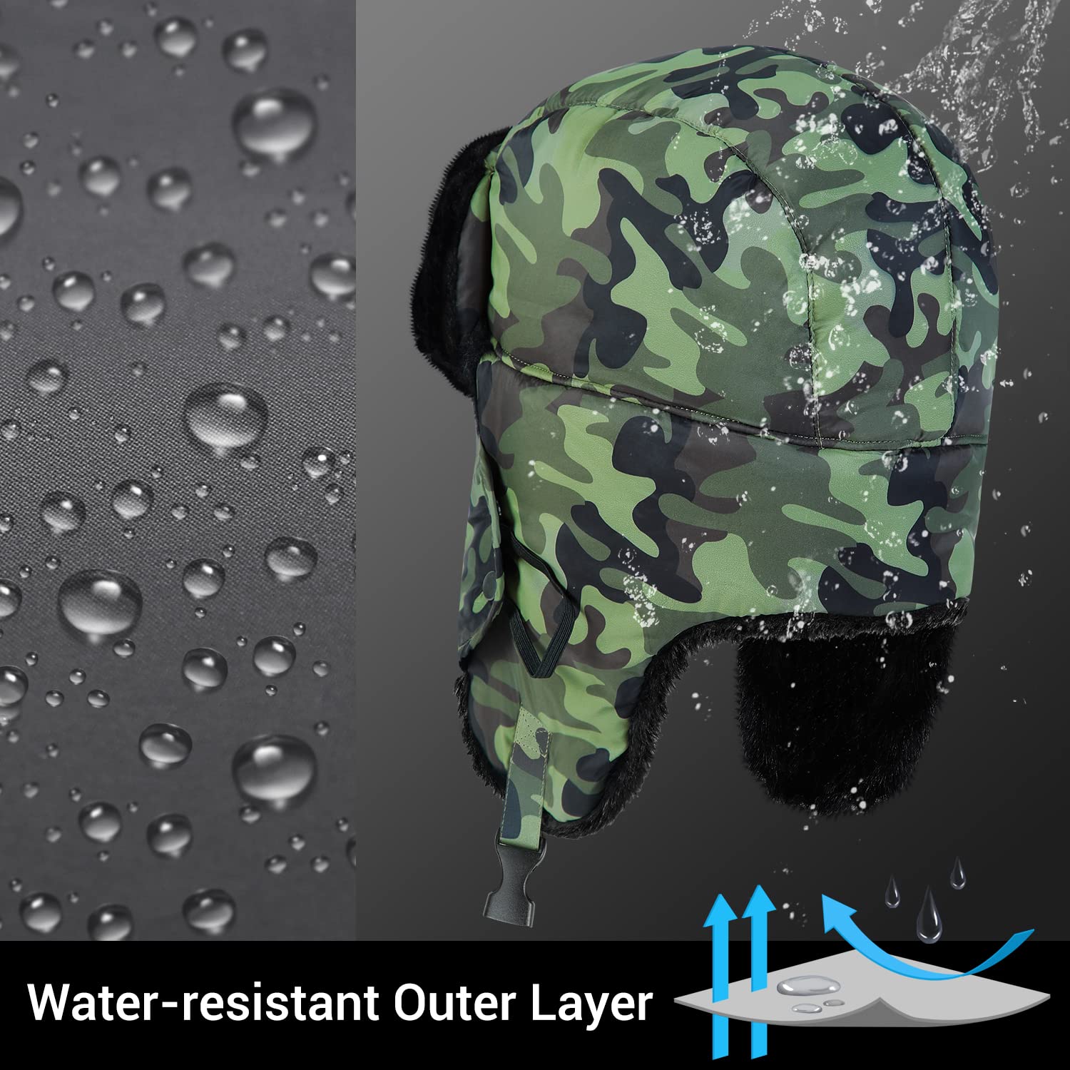 Sportneer Hat for Men Winter Hat with Ear Flaps for Mens Women Camo