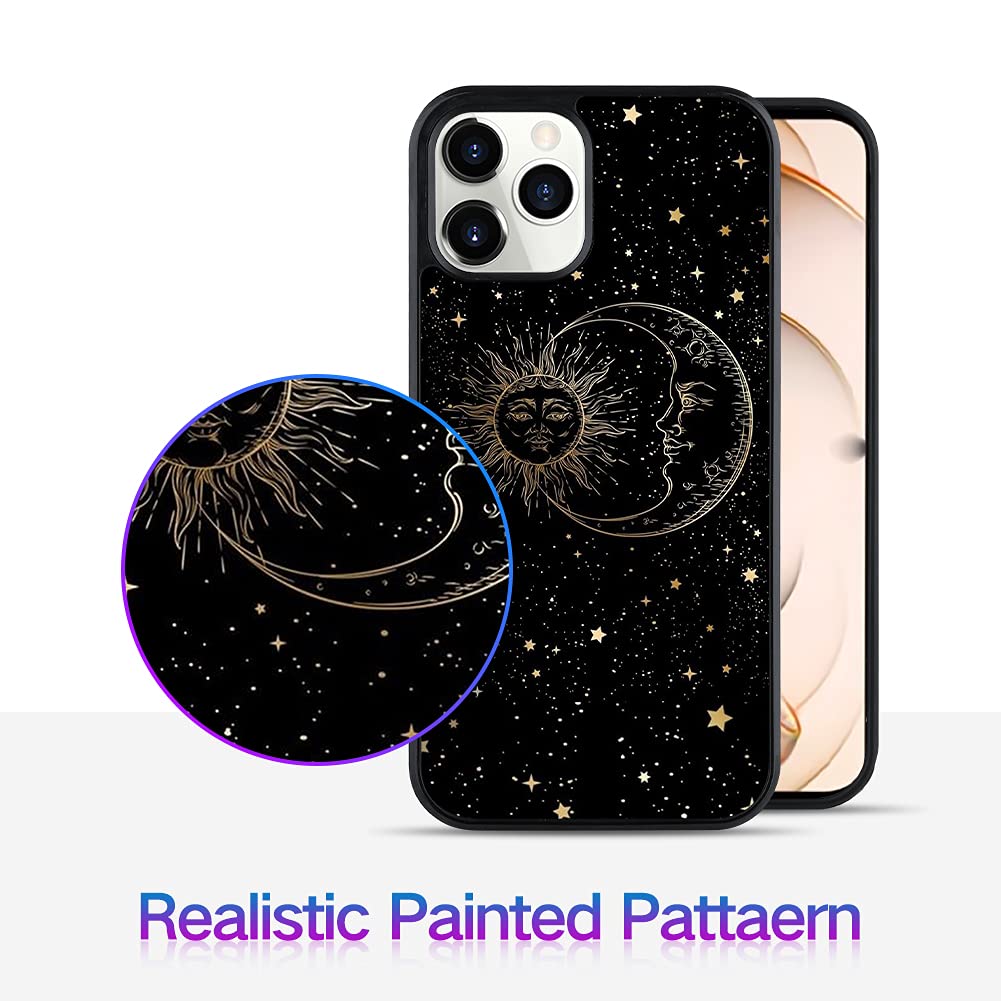tharlet for iPhone 13 Pro Max Case, Tire Outline Glitter Soon Moon Stars Cute Pattern with iPhone 13 Pro Max Case + Screen Protector iPhone 13 Pro Max Case for Girls Women 6.7 inch (2021)