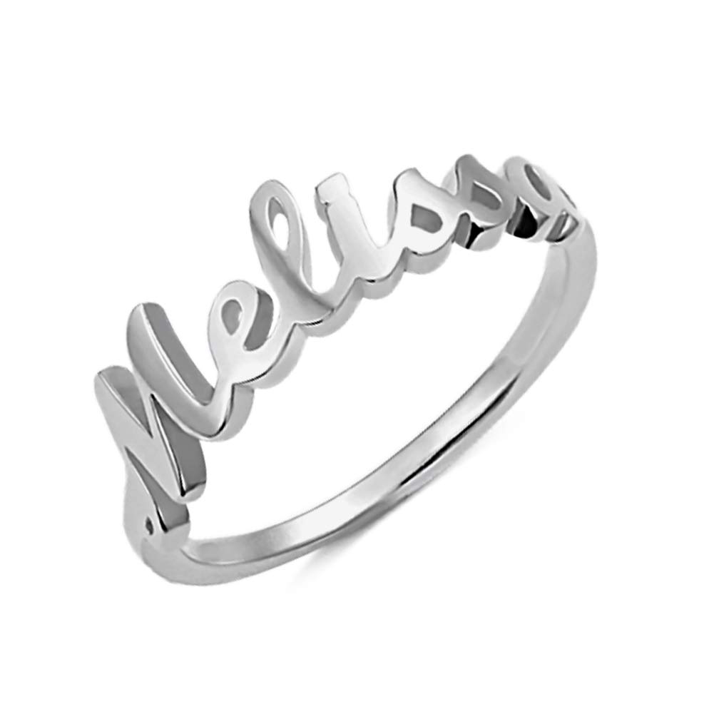 Pullan Personalized 925 Sterling Silver Name Ring Customize One, Two, Three Names Promise Ring for Women