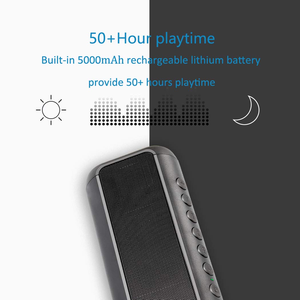 Solar Bluetooth Speaker Portable,5000mAh Wireless Speaker,IPX6 Waterproof Outdoor Speaker,Bluetooth 5.1,TWS Pairing,50H Play Time Heavy Bass for Beach,Party,Hiking,Cycling,Indoor & Outdoor Activities.