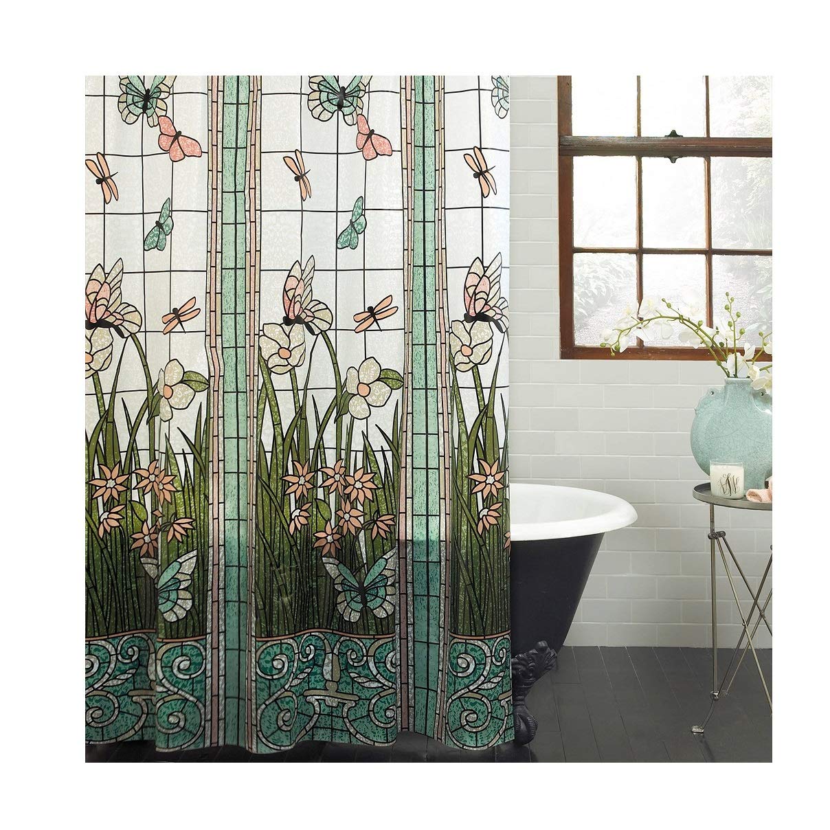 Mainstays Stained Glass Meadow PEVA Shower Curtain