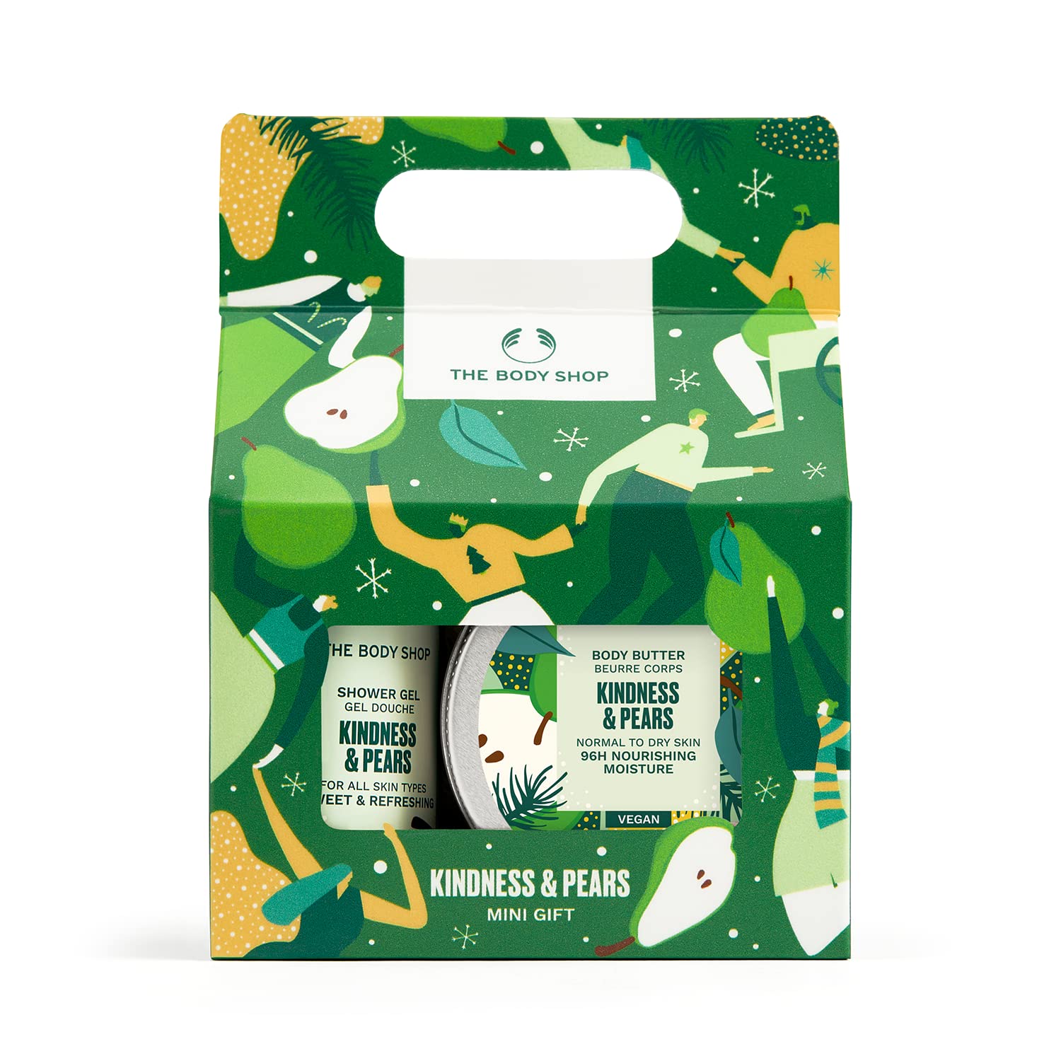 The Body Shop Kindness & Pears Mini Gift Set, Festive Skincare Treats, Vegan, Fruity, 3 Count
