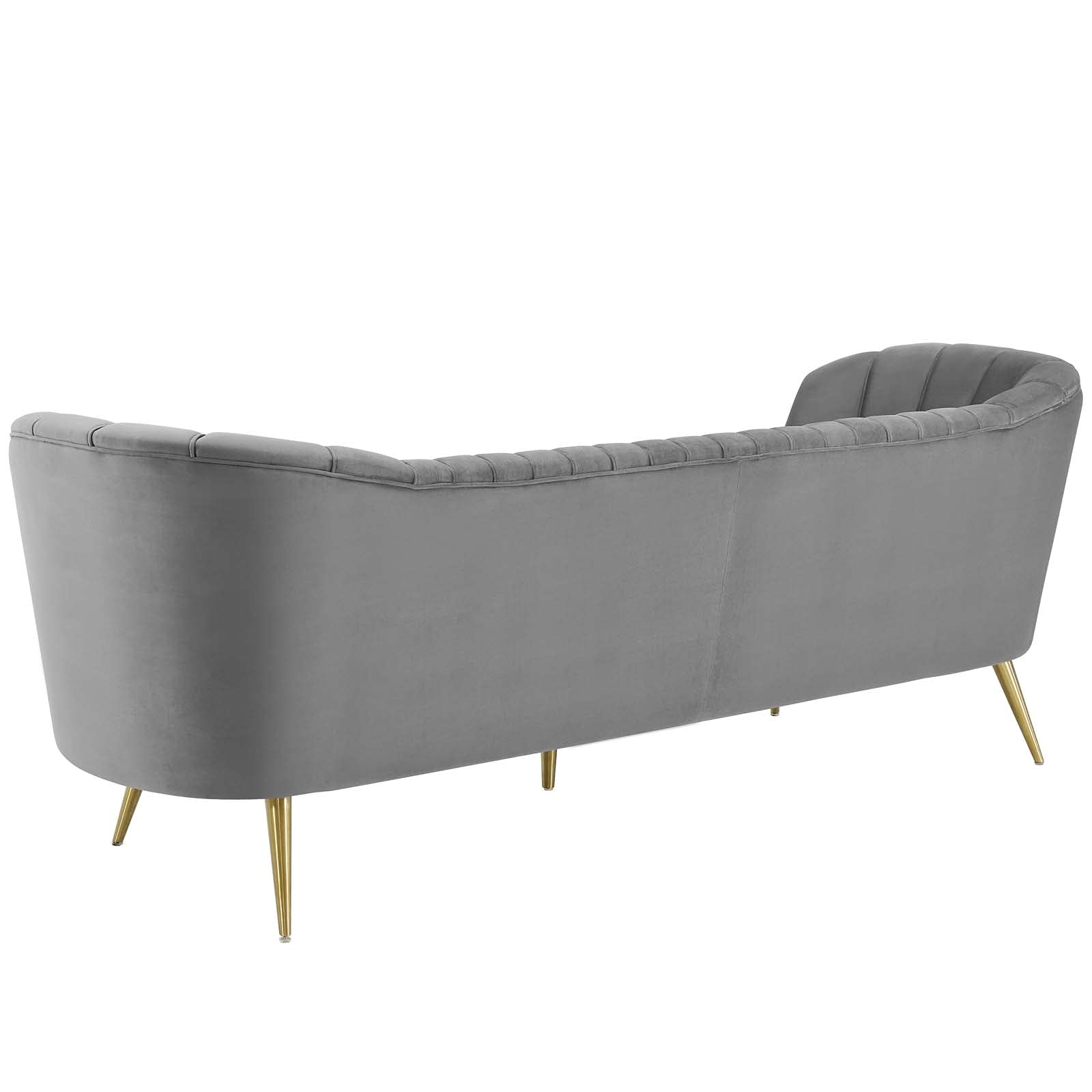 Modway Opportunity Channel Tufted Curved Back Upholstered Performance Velvet Sofa in Gray