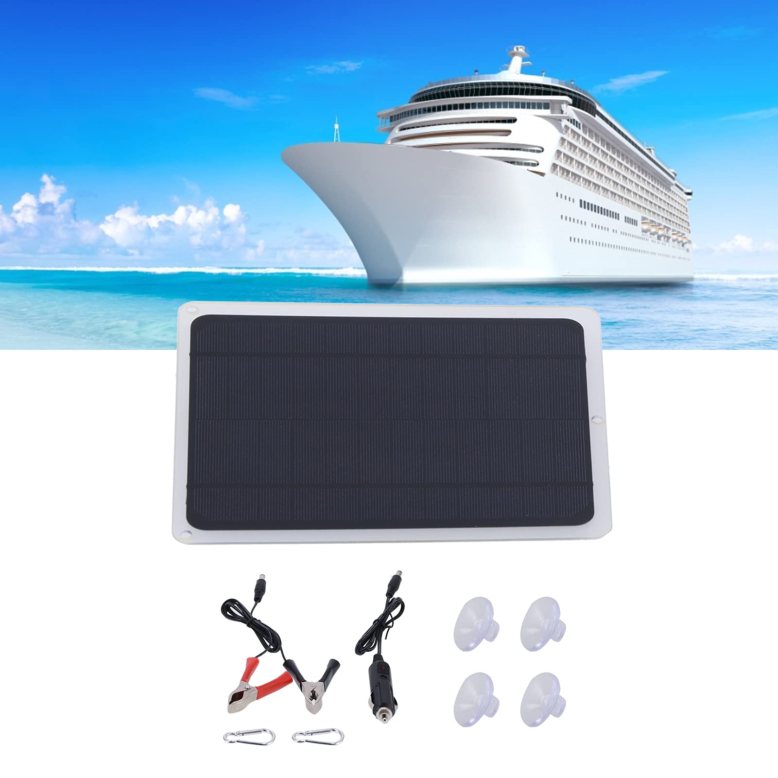 Yoidesu Solar Panel Kit 20W 12V, Solar Car Battery Charger Portable Power Backup Kit with Clip Adapter for Charging Car RV Boat Mobile Phone