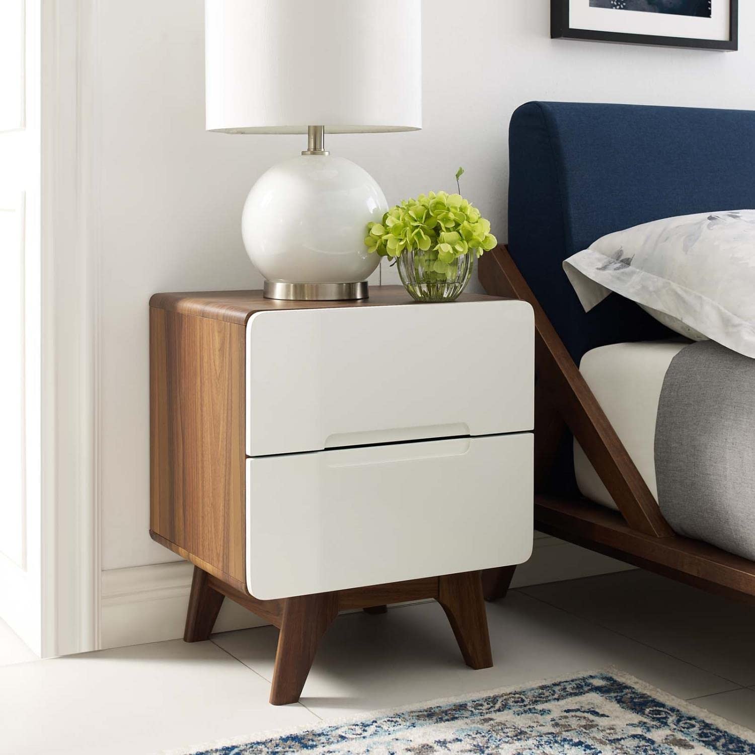 Modway Origin Contemporary Mid-Century Modern 6-Drawer Bedroom Dresser in Walnut White