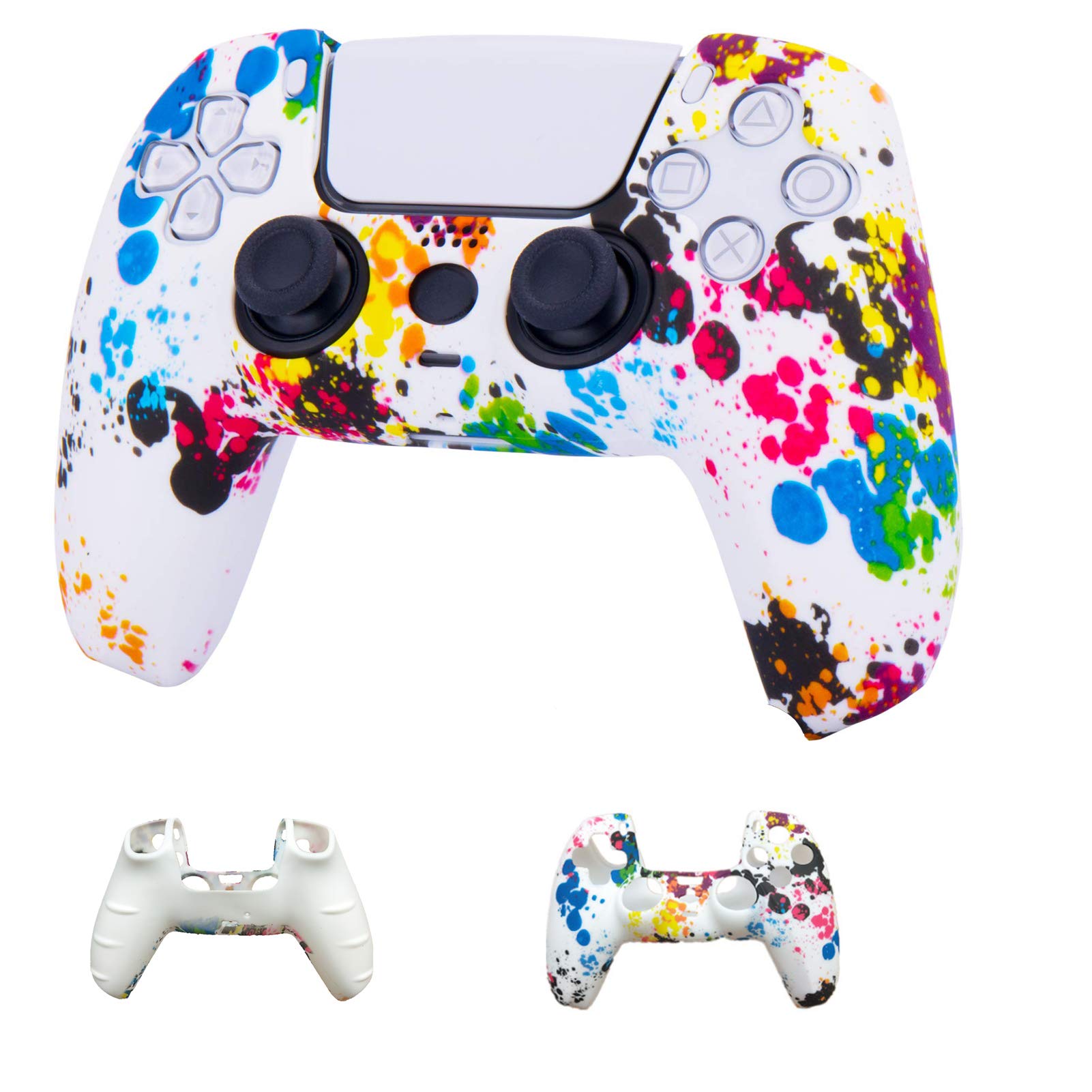 PS5 Controller Skins, Beautifully Silicone Protective Cover Rubber Case Water Coating Transfer Technology Protector Accessories Set for Playstation 5 Gamepad with and 4Thumb Grip Caps