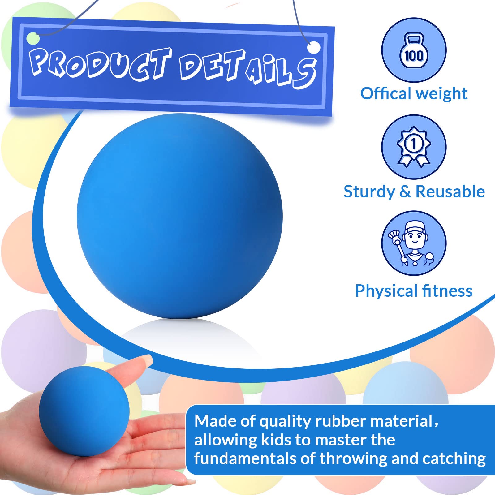Sosation 50 Pack Lacrosse Ball Bulk 2.5 Inch Soft Rubber Motivational Stress Ball Stress Relief Balls Massage Balls Myofascial Release Tools Muscle Knot Remover Balls (Bright Color)