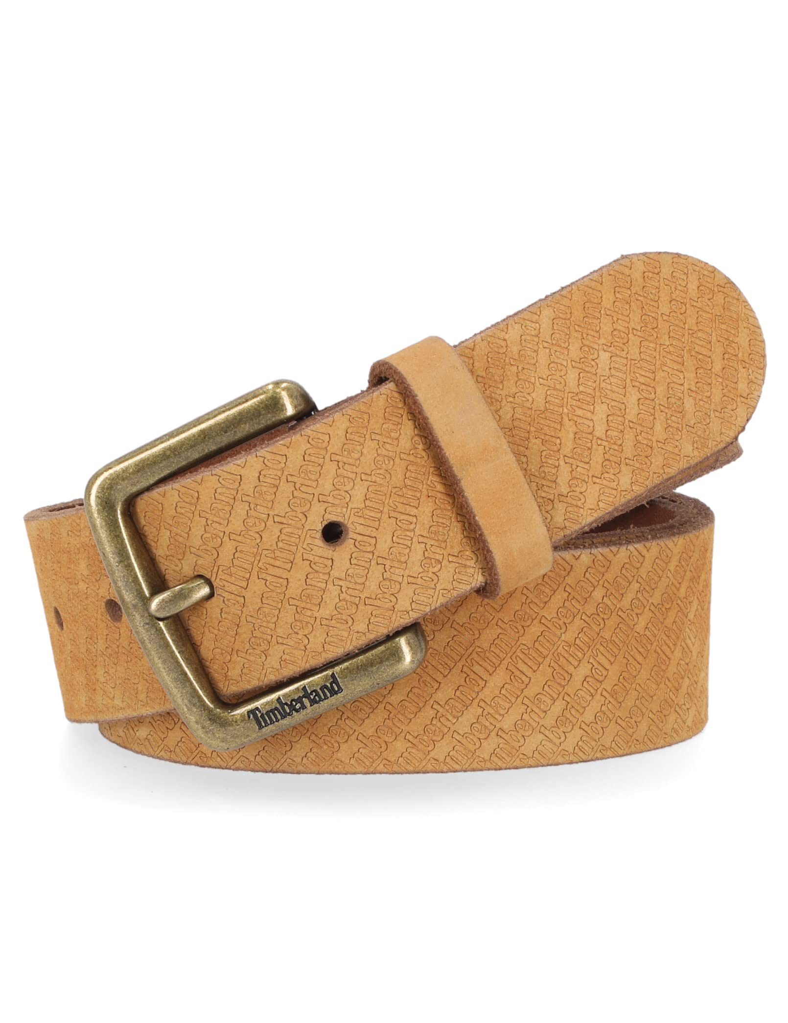 Timberland Men's Standard 40mm Pull Up Leather Belt, Wheat (Repeat Logo), 36