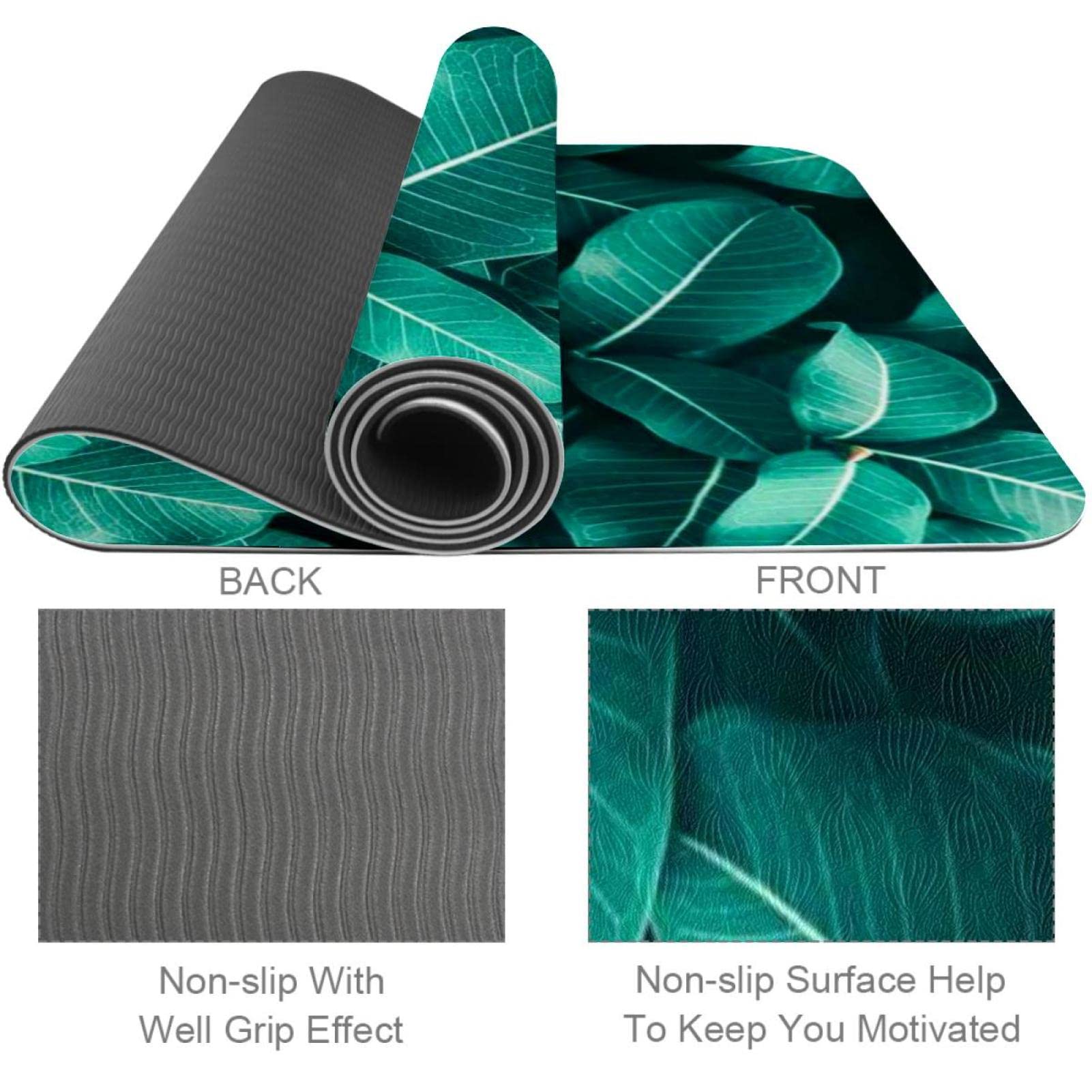 Yoga Mat, Yoga Mats for Home Workout, Workout Mat, Exercise Mats, Pilates Mat, tropical plant leaves blue pattern