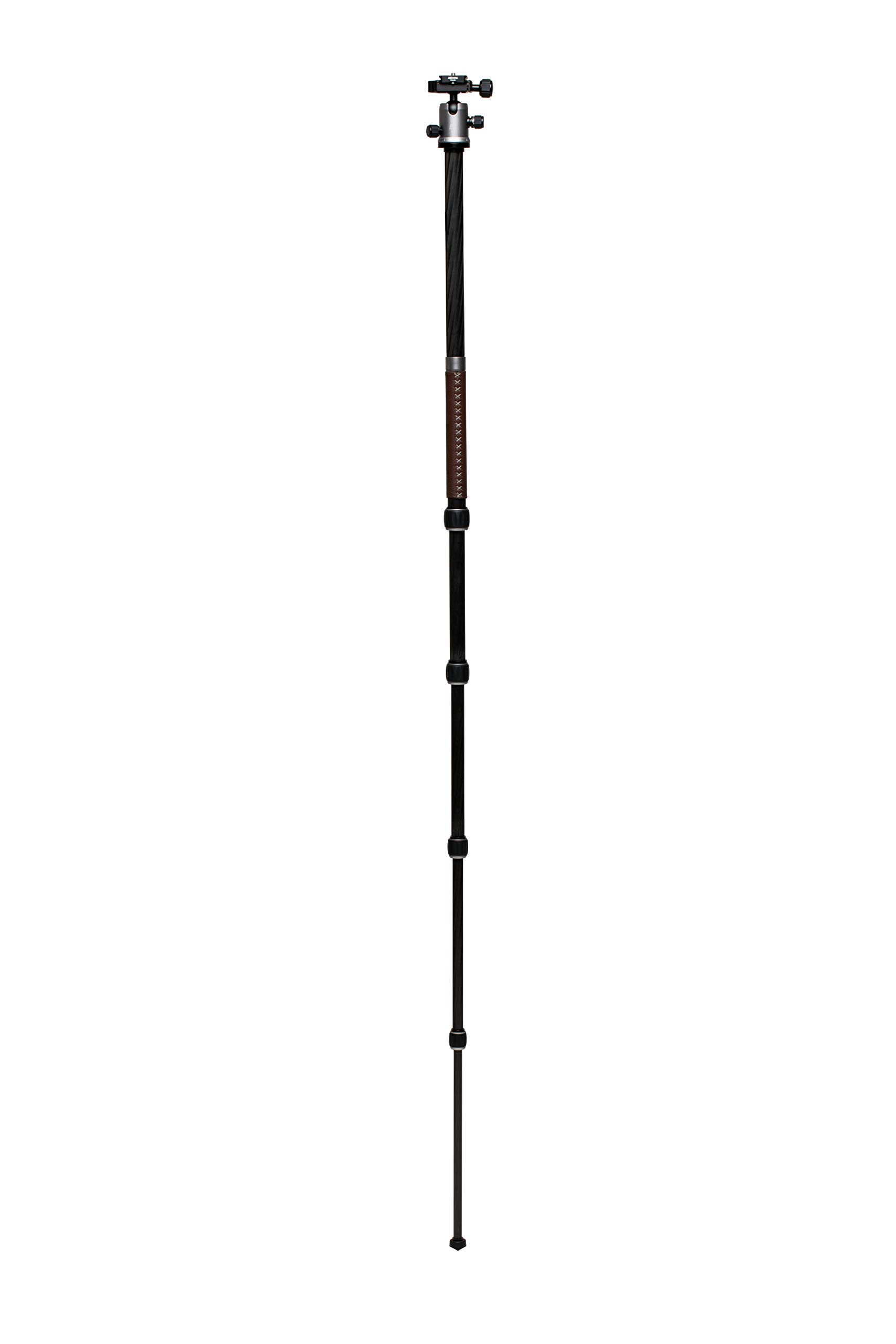 MeFoto RoadTrip Classic CF Leather Edition Lightweight 61.6" Carbon Fiber Tripod/Monopod, w/Case, Twist Locks, Dual Action Ballhead w/Arca Swiss Plate - Titanium (C1350Q1TL)
