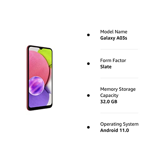SAMSUNG Galaxy A03S 4G LTE (NOT 5G) 6.5" HD+ Triple Camera 5000mAh Battery, Dual Sim GSM Unlocked Global 4G Volte (NOT VERIZON/Boost) International Model A037M/DS (Red, 32GB)
