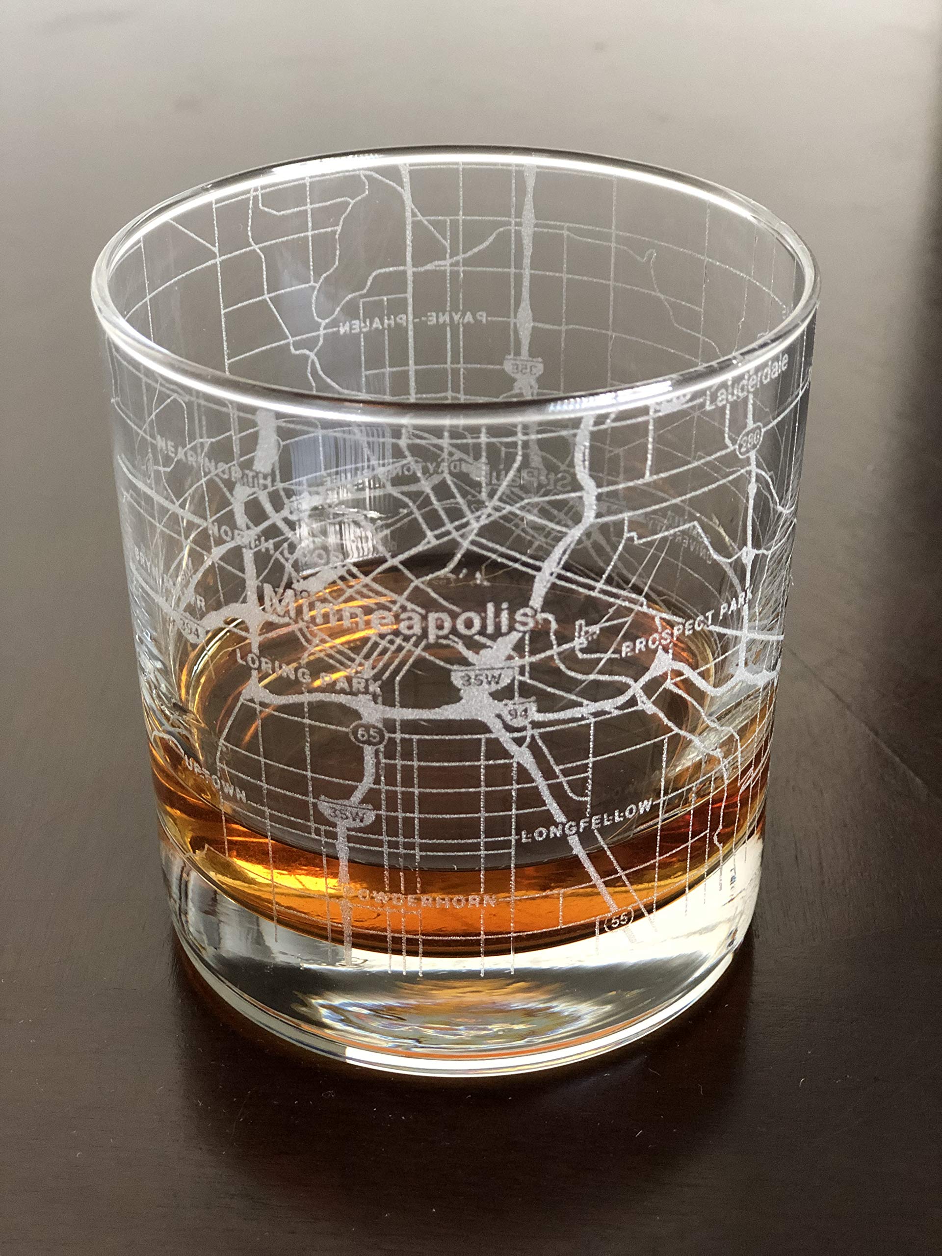 Rocks Whiskey Old Fashioned 11oz Glass Urban City Map Minneapolis Saint Paul Minnesota