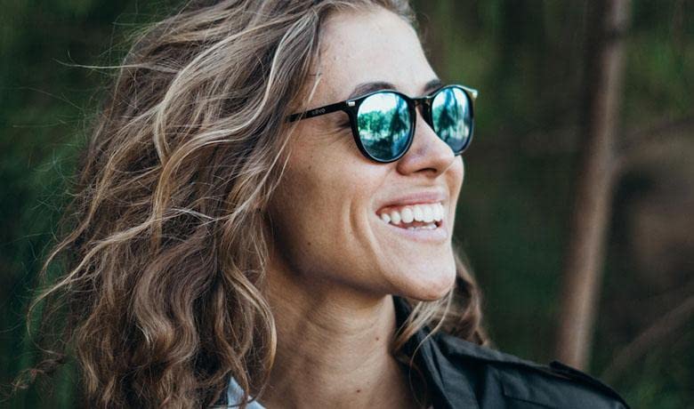 Revo Sunglasses Sierra: Polarized Crystal Glass Lens Filters UV, Small Round Frame, Tortoise Frame with Revo Blue Lens