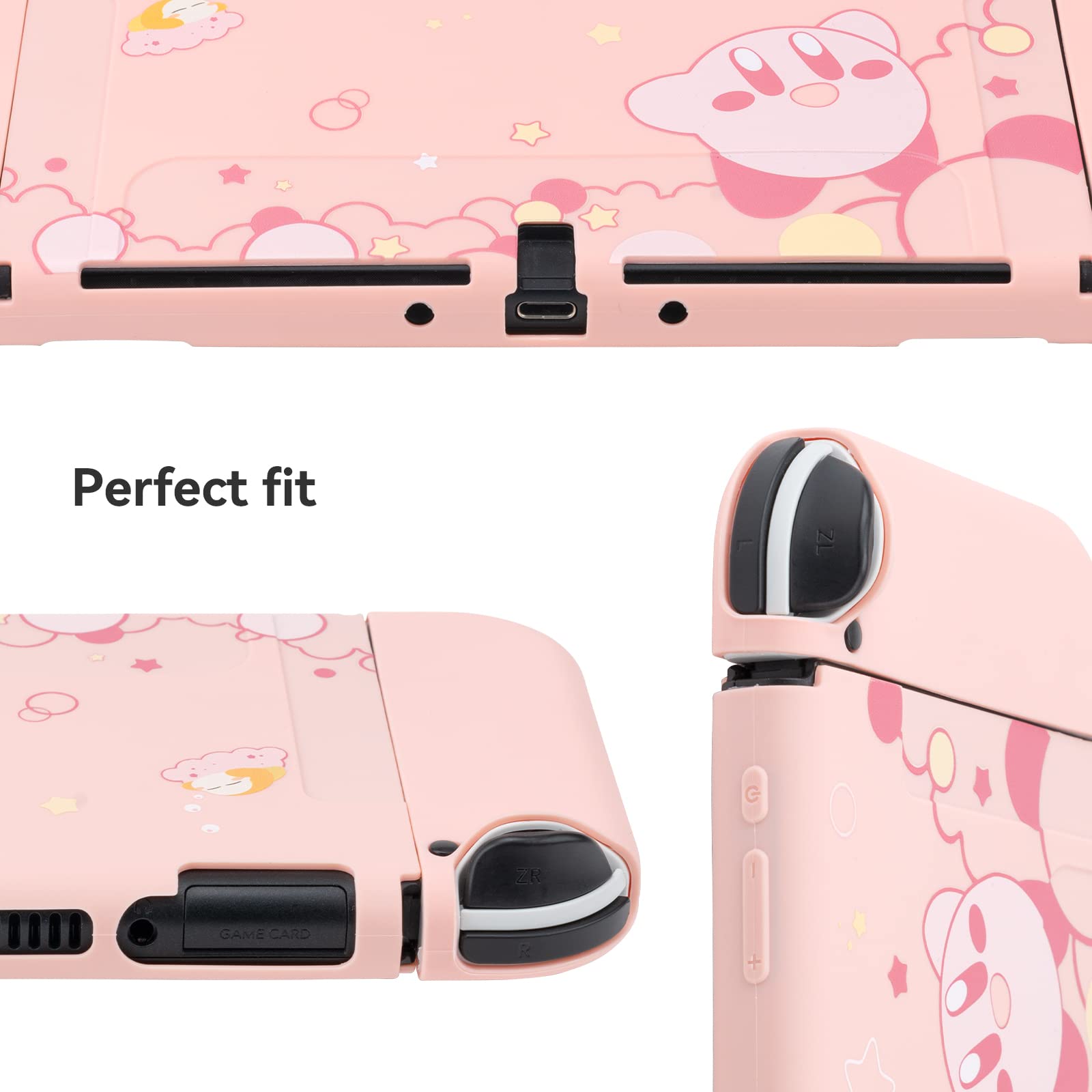 YOCORE Big head Kirby Switch OLED Protective Case | Dockable Protective Case Compatible with Switch OLED,All-in-one design,Anti-Scratch and Shock-Absorption Design Soft TPU Cover