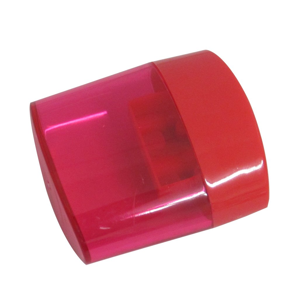 Mega Stationers Mega Pack of 12 Double Hole Oval Shaped Pencil Sharpener with Cover and Receptacle - Comes in 4 Colors