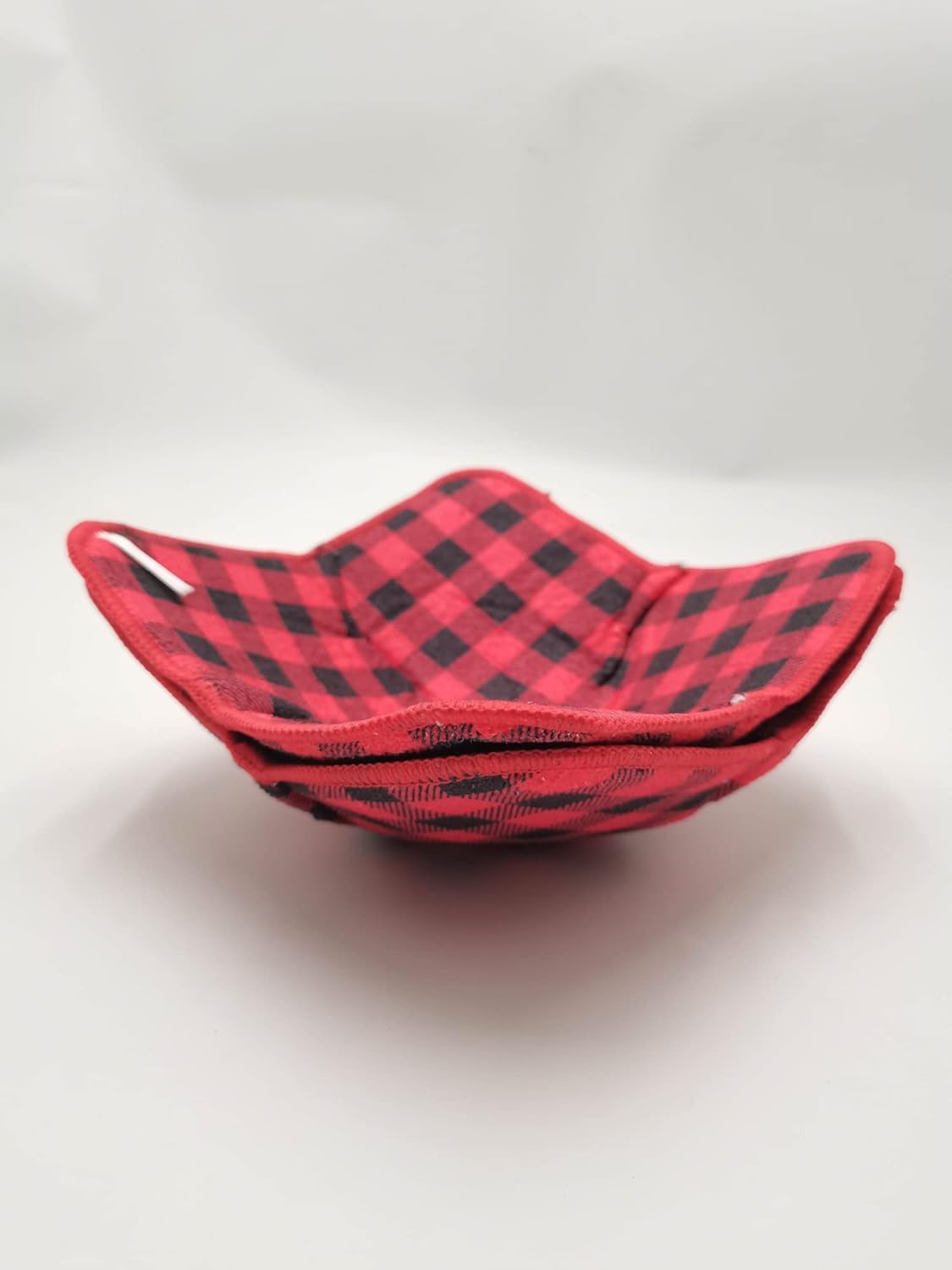 ULVEOL Set of 2 Black Red Microwave Bowl Cloth Hot Pads Pot - Microwave Safe Holder Multipurpose Heat Resistant Plate Holder Polyester Potholder - Protector for Heat Soup, Food, Meals