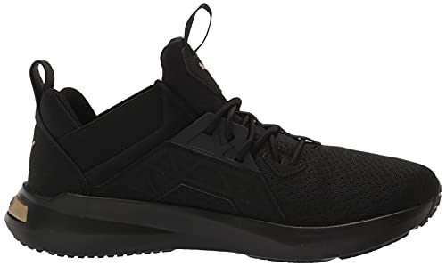 PUMA Women's Softride Enzo NXT Shine Lace Up Sneaker Black/Gold 6 Medium US