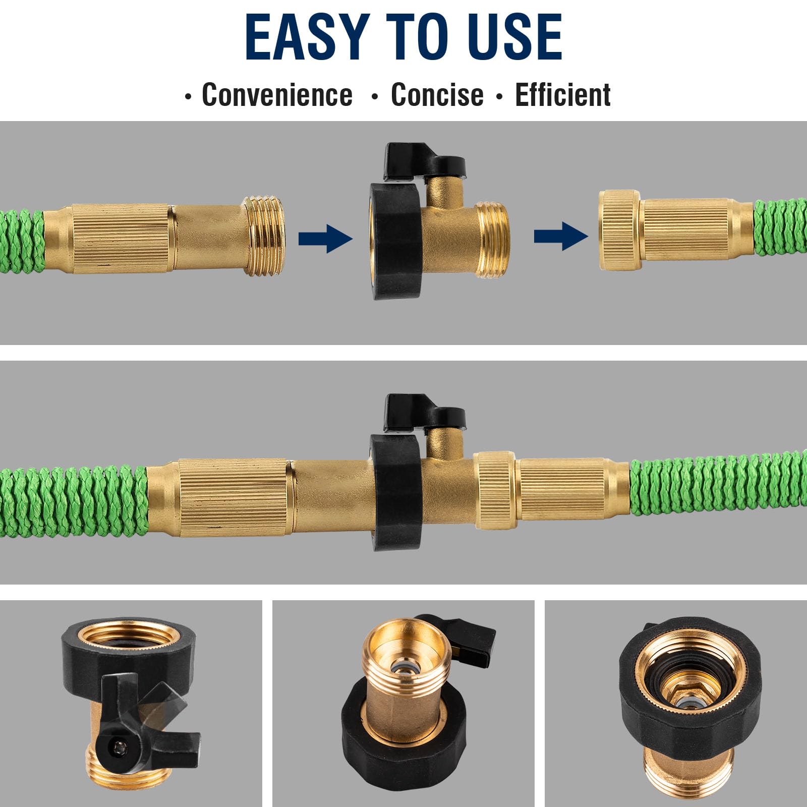 Nraxiot 2PCS Garden Hose Shut Off Valve, Durable Hose Shutoff Valve,Premium 3/4 Brass Shut Off Valve for Garden Hose,Water Hose Shut Off Valve for Household Cleaning