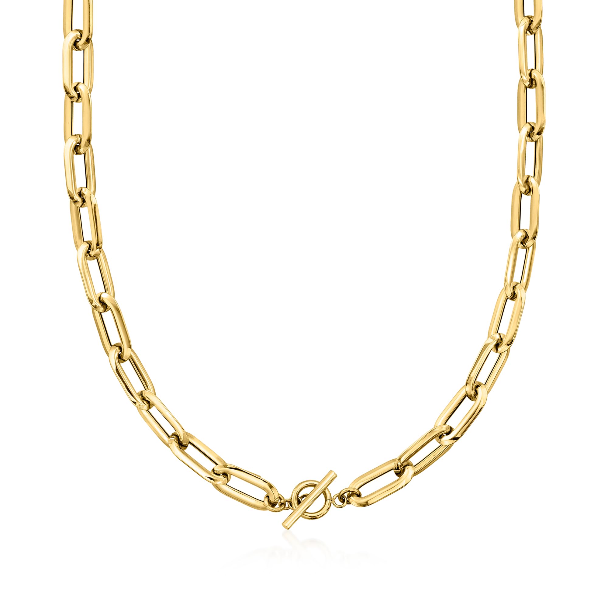 Ross-Simons Italian 14kt Yellow Gold Paper Clip Link Toggle Necklace. 16 inches