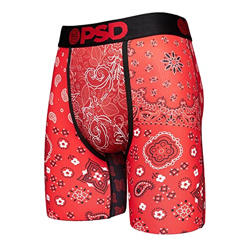 PSD Men's Hype Red Bandana Boxer Briefs, Red, S
