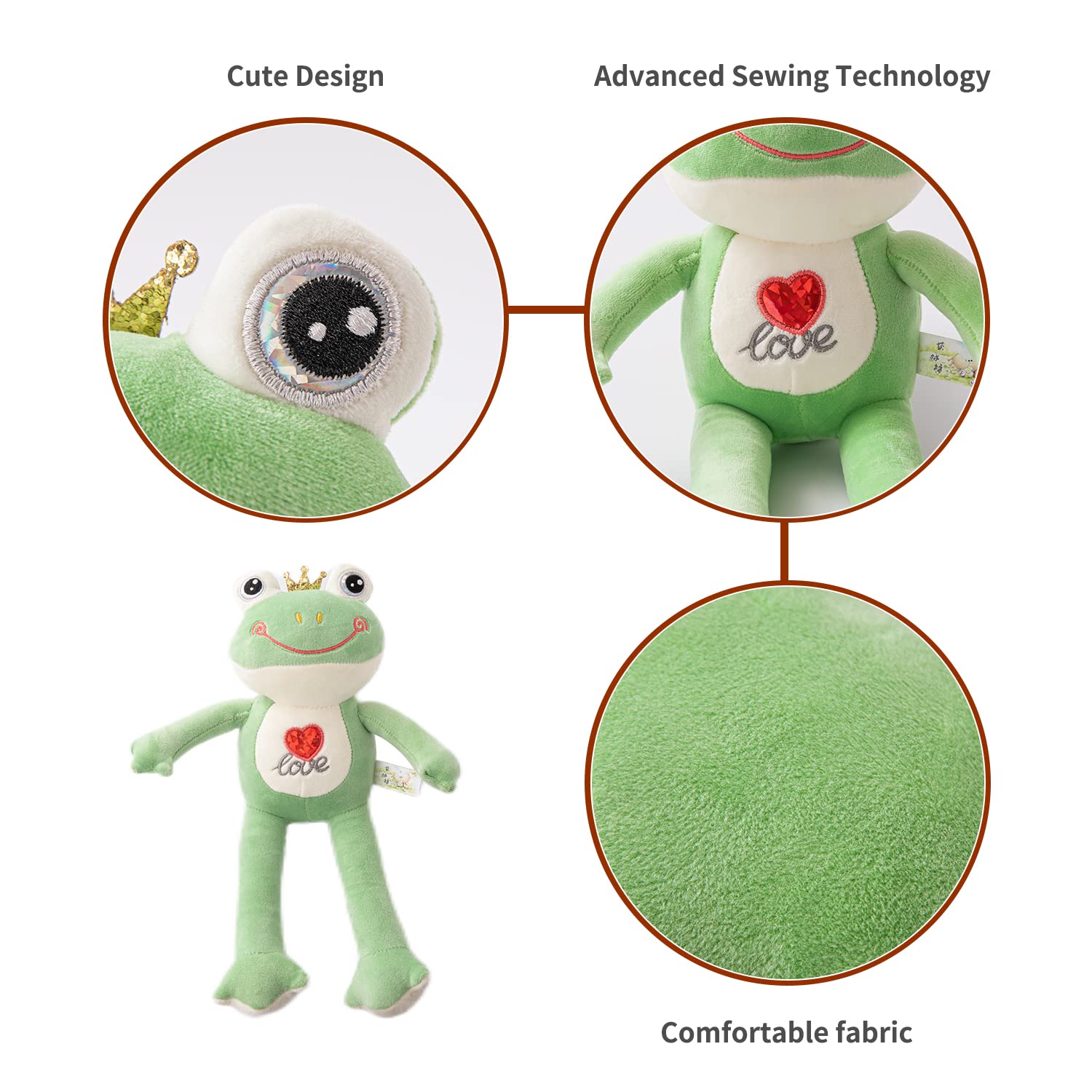 TOLTRGT Frog Stuffed Animal Plush, 2 PCS 13.8 Inch Adorable Soft Smiling Face Frog Plush Toy