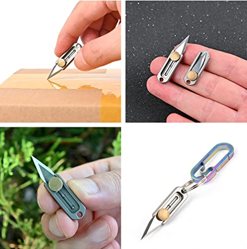 SZHOWORLD Ultra Small Titanium Utility Knife, EDC Tiny Knife Box/Package Opener with Stainless Steel Blade,Ultra Lightweight and Quality
